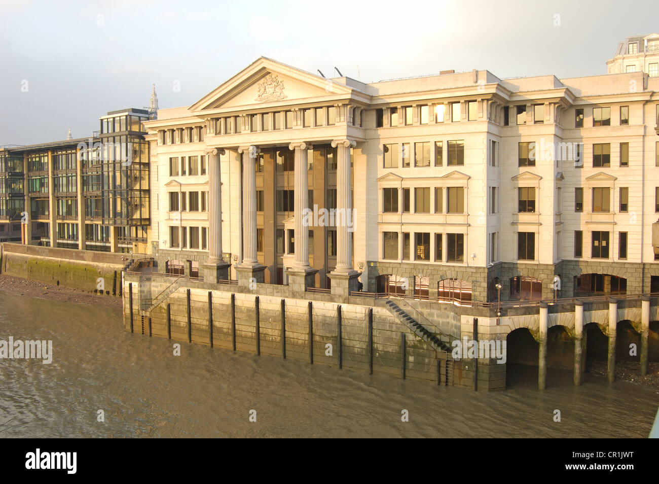 Waterfront office building on the North Bank of the River Thames in ...