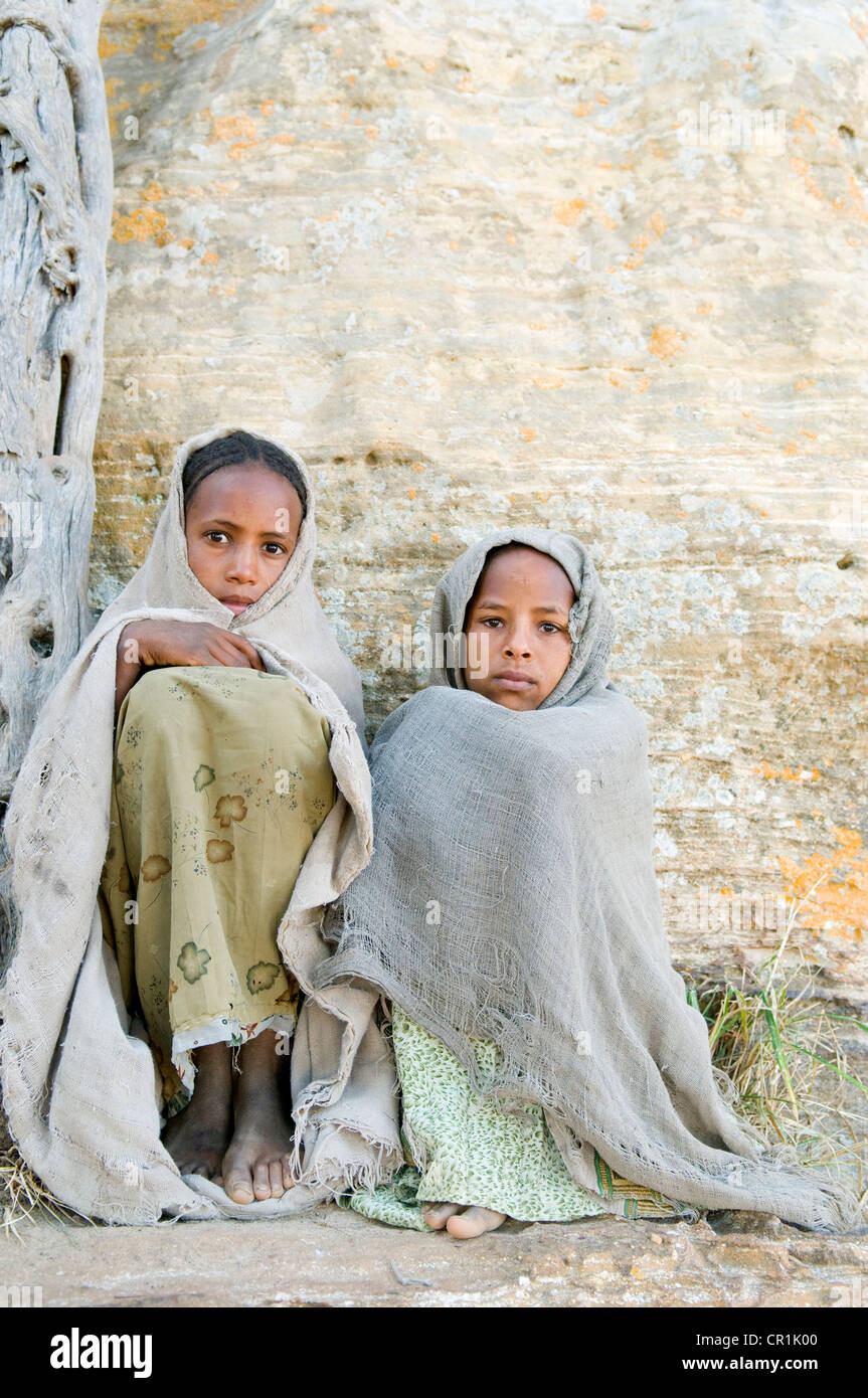 Ethiopia, Tigray Region, churches of Gheralta group, children at the ...