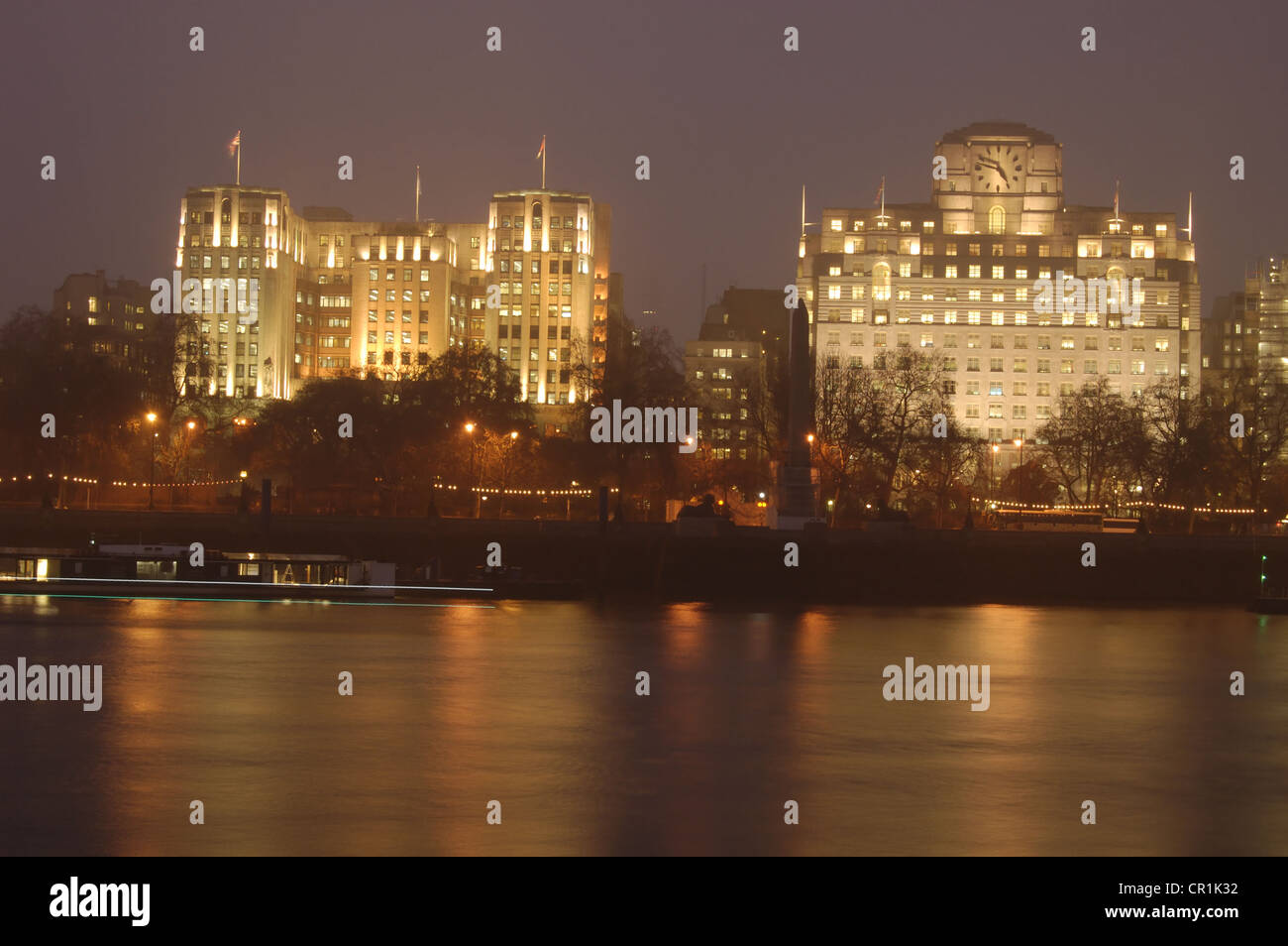 Shell-Mex House and the Adelphi Building at night, London, England ...