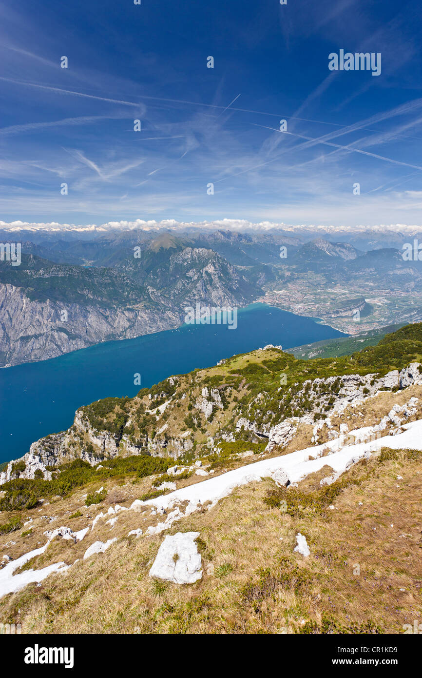 View from Monte Altissimo mountain above Nago-Torbole, Lake Garda and ...