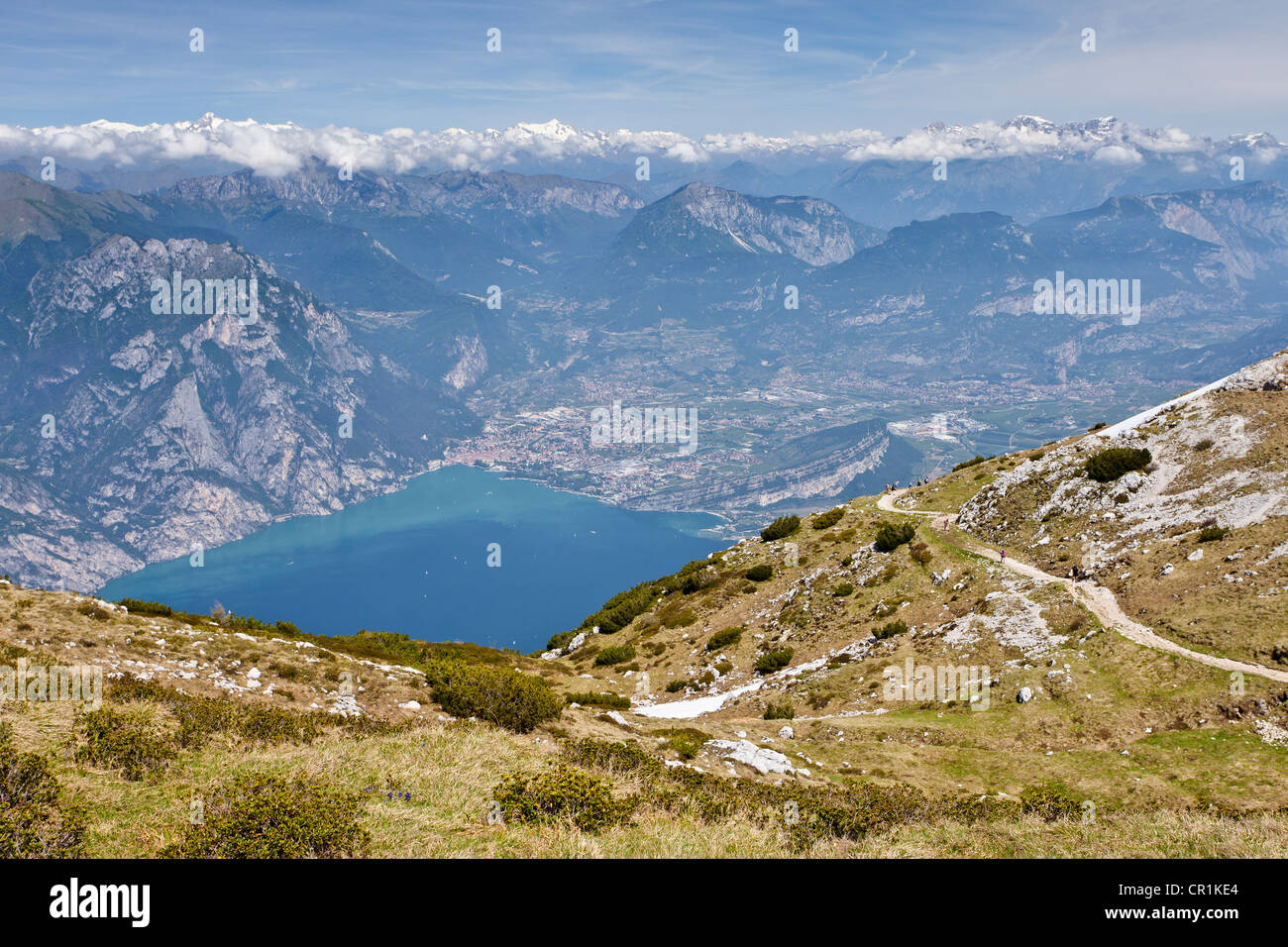 View of Lake Garda and Arco, on the way to the top of Monte Altissimo ...