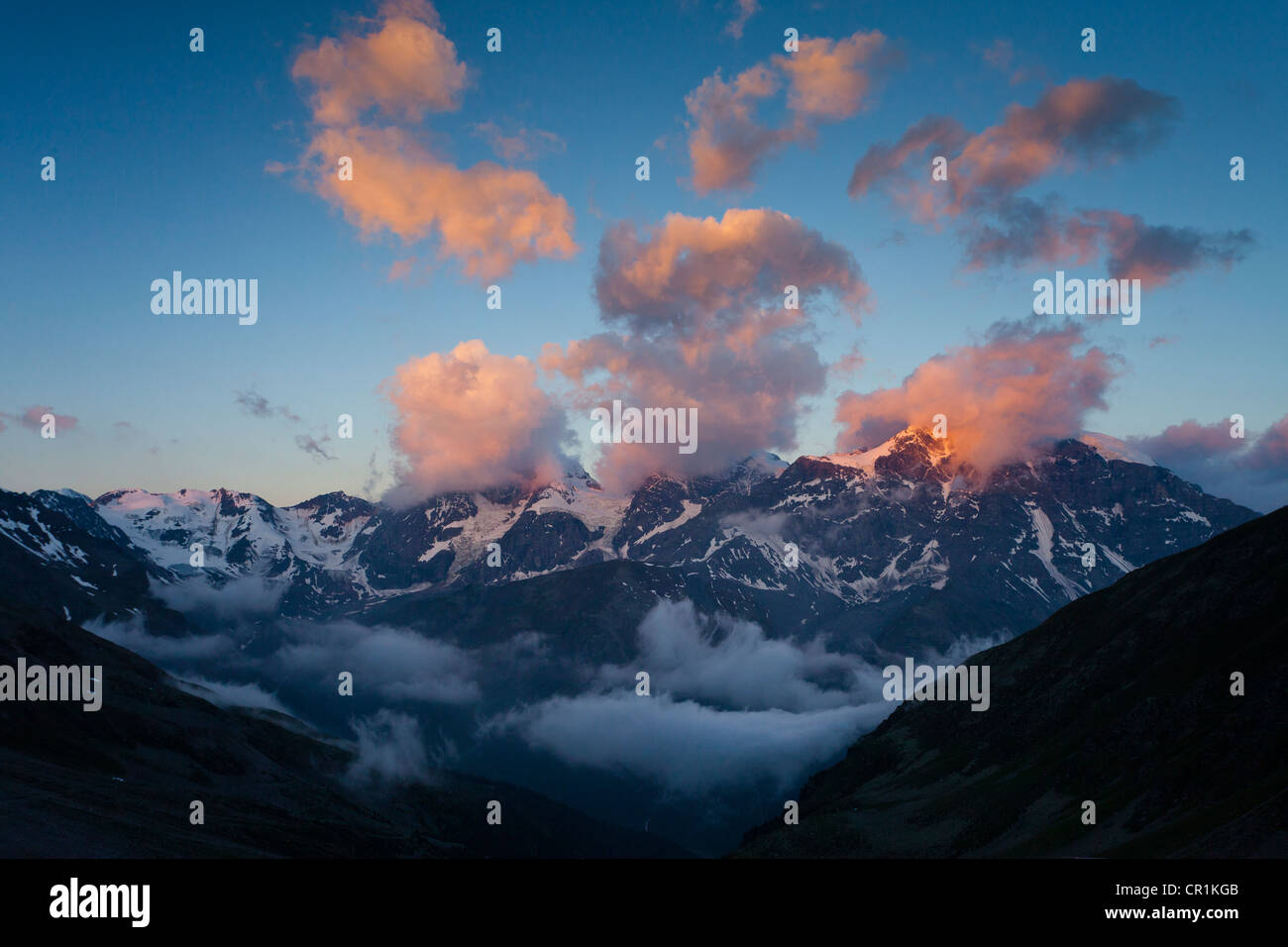 View of Ortler mountain, Monte Zebru mountain and Koenig mountain as ...
