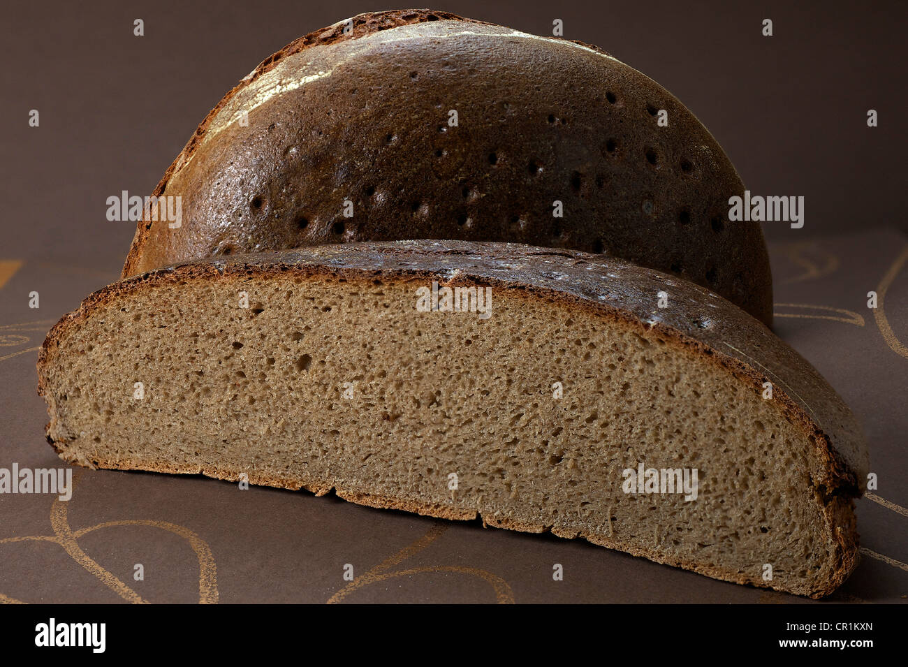 Mixed wheat and rye bread, made with sourdough, rye flour, wheat flour ...