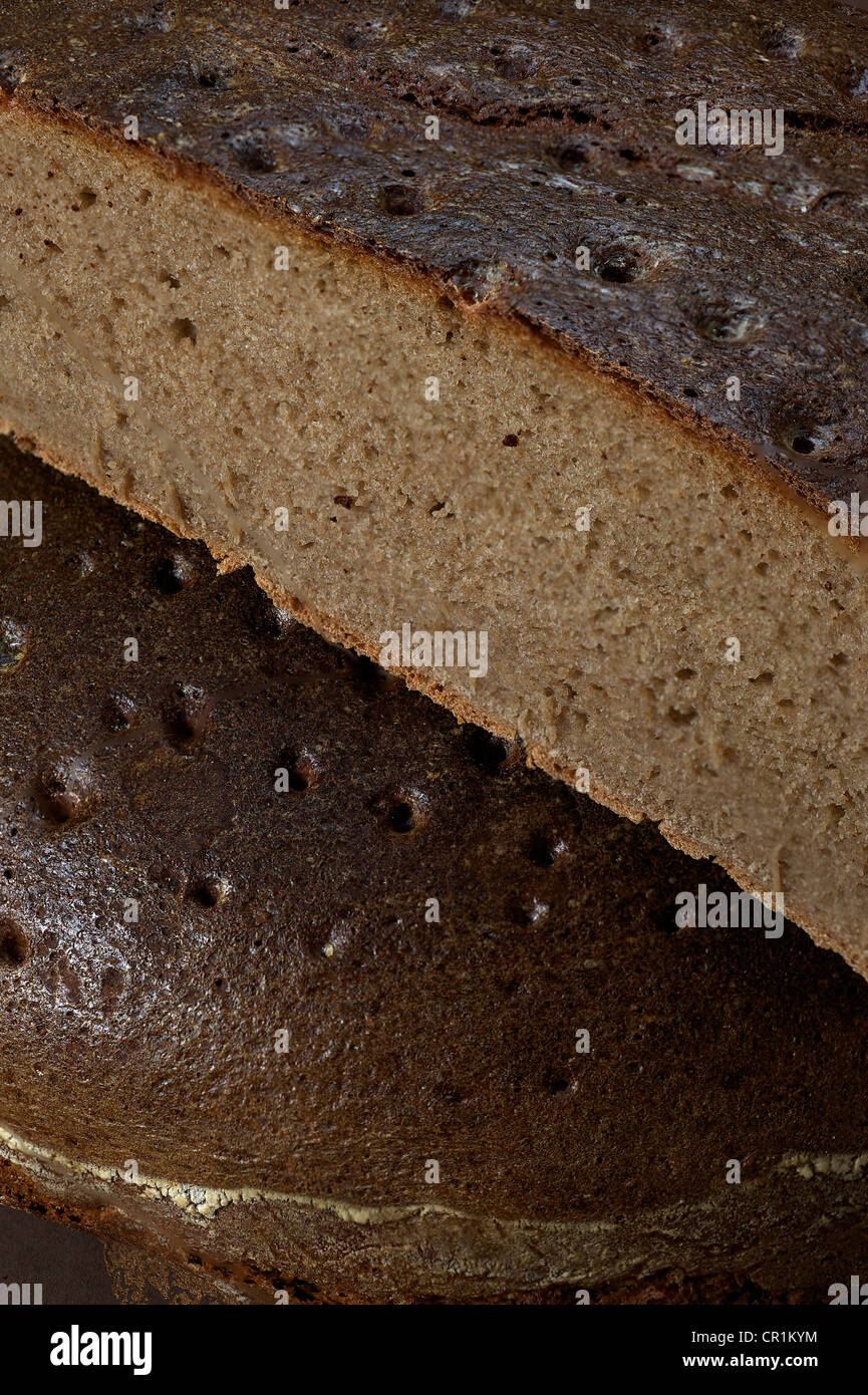 Mixed wheat and rye bread, made with sourdough, rye flour, wheat flour ...