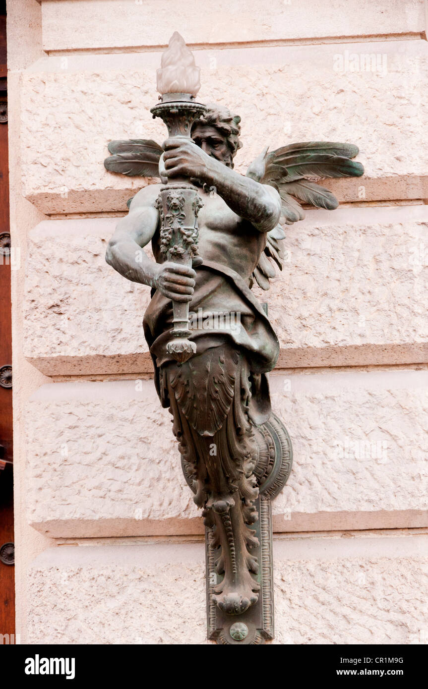 Statue Wall Sconce in Budapest in Hungary in Eastern Europe Stock Photo ...