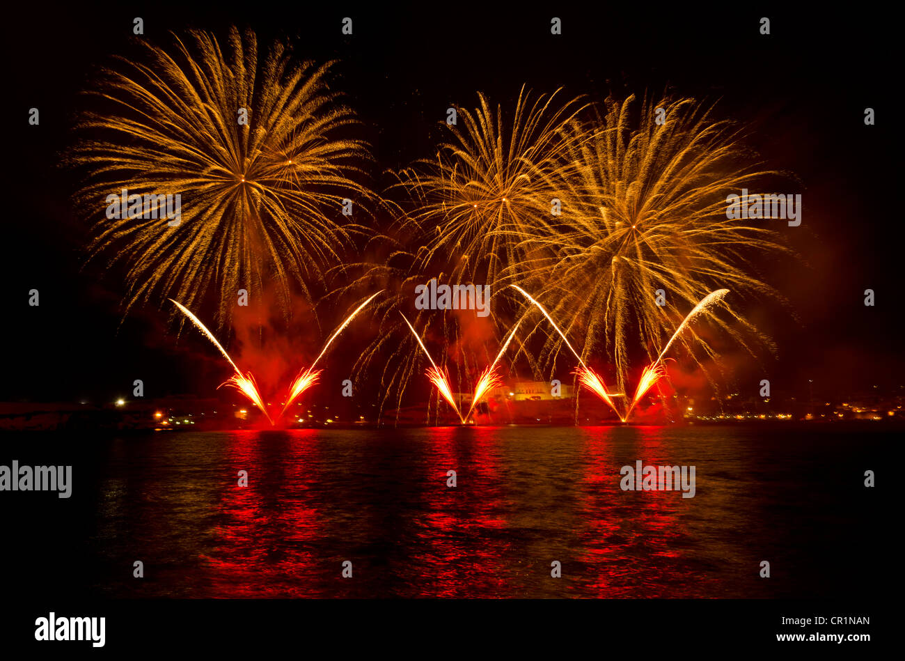 Fireworks over the Grand Harbour - Malta Stock Photo - Alamy