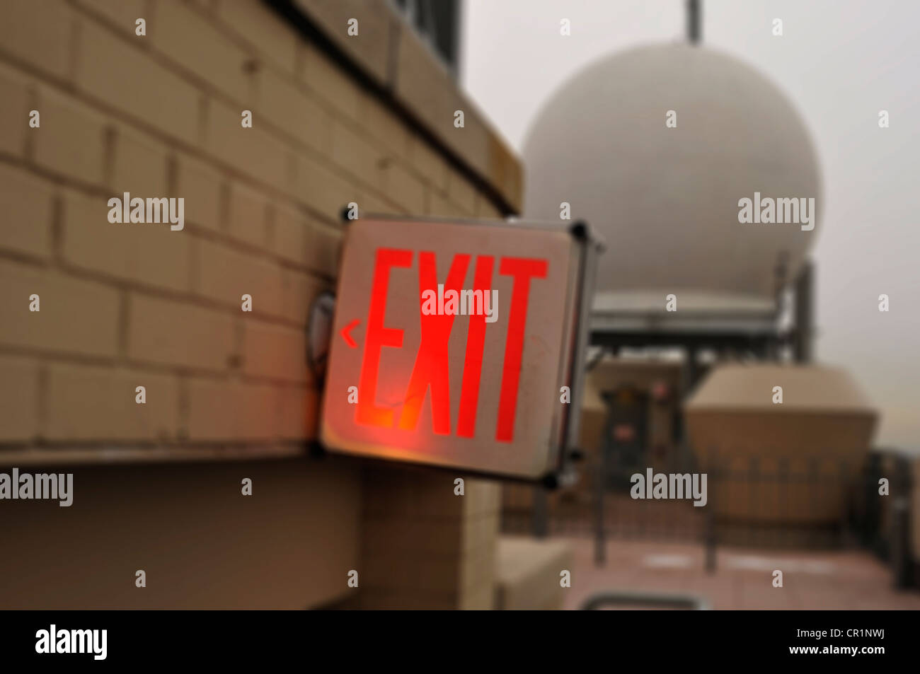 Illuminated exit sign, New York, USA, North America Stock Photo - Alamy