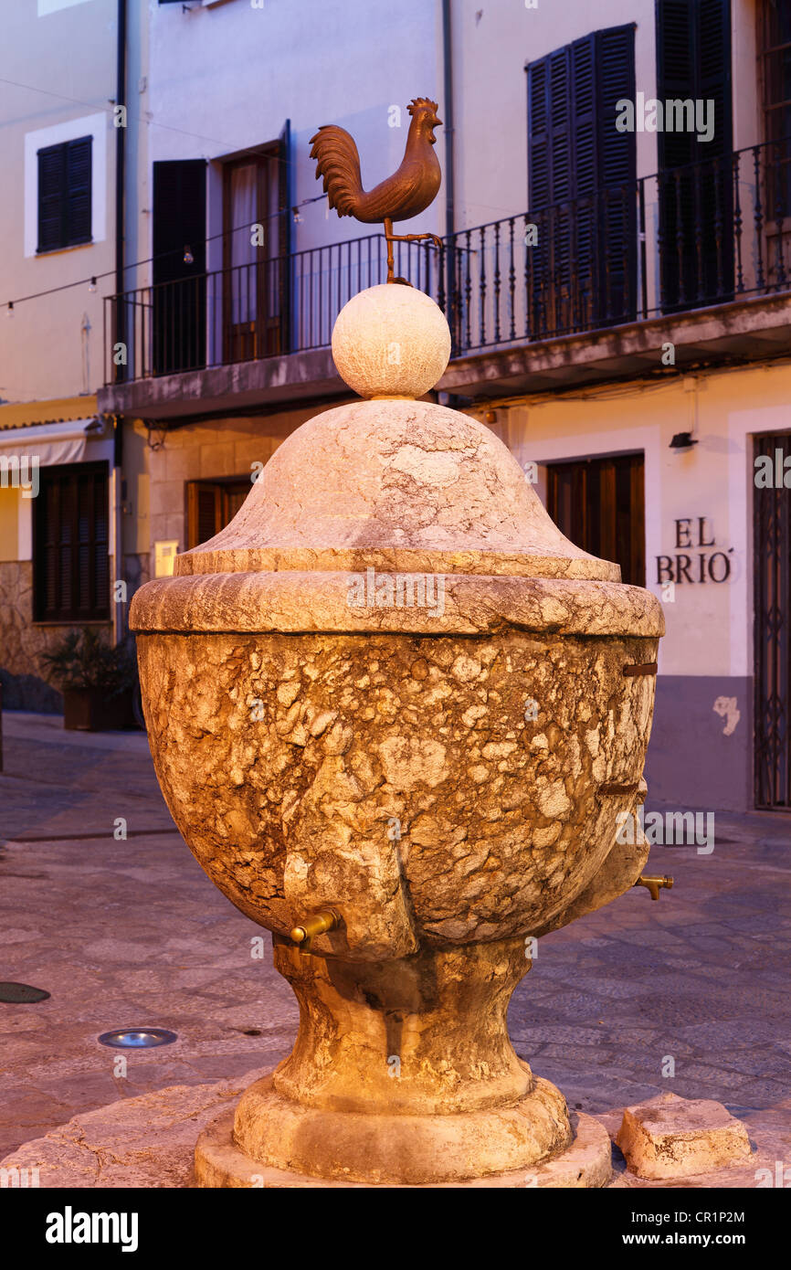 Rooster Fountain, Font de Gall, Pollenca, Pollensa, Majorca, Balearic ...