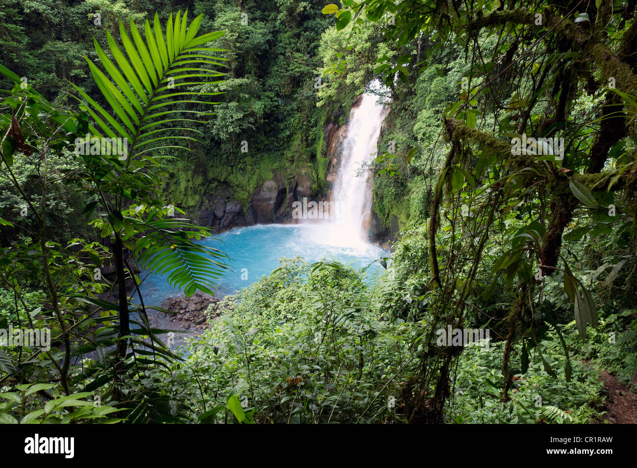 Water fall at the Rio Celeste, Tenorio National Park, Guanacaste, Costa ...