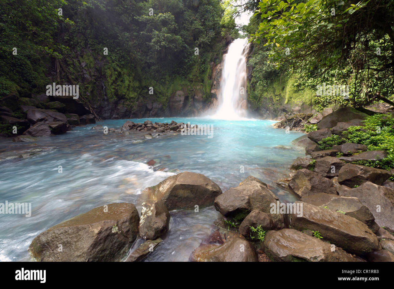 Water fall at the Rio Celeste, Tenorio National Park, Guanacaste, Costa ...