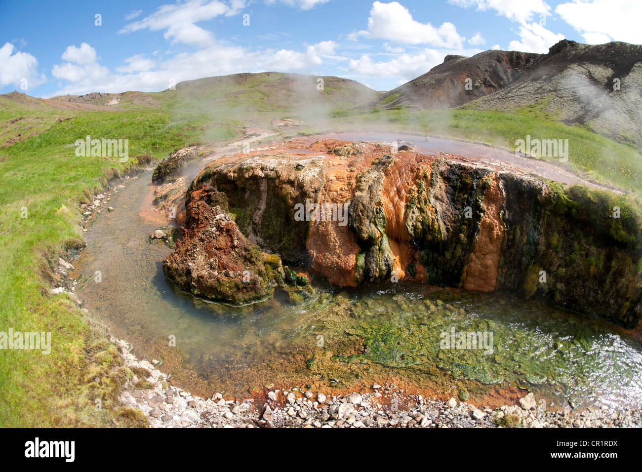Hot spring at the Reykjadalsá river in the Hengill geothermal area at ...