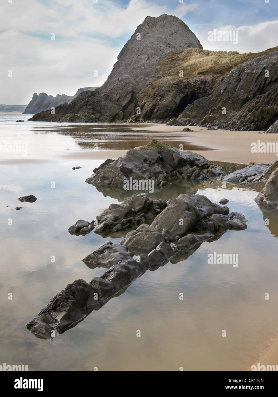 Rock pool at Three Cliffs, Gower Stock Photo - Alamy