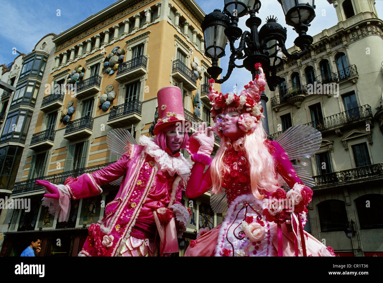 Spain, Catalonia, Barcelona, street actors on the Ramblas Stock Photo ...