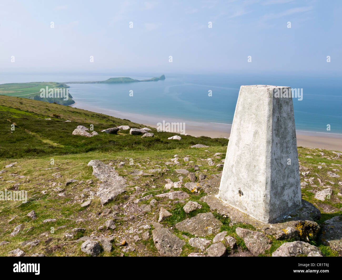 Distant Worms Head from Rhossili Down, Gower Stock Photo - Alamy