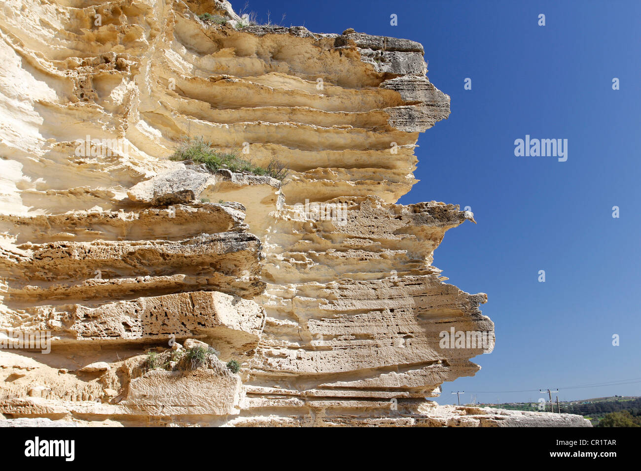 Sandstone cliffs below the Theater of Kourion, Southern Cyprus, Cyprus ...