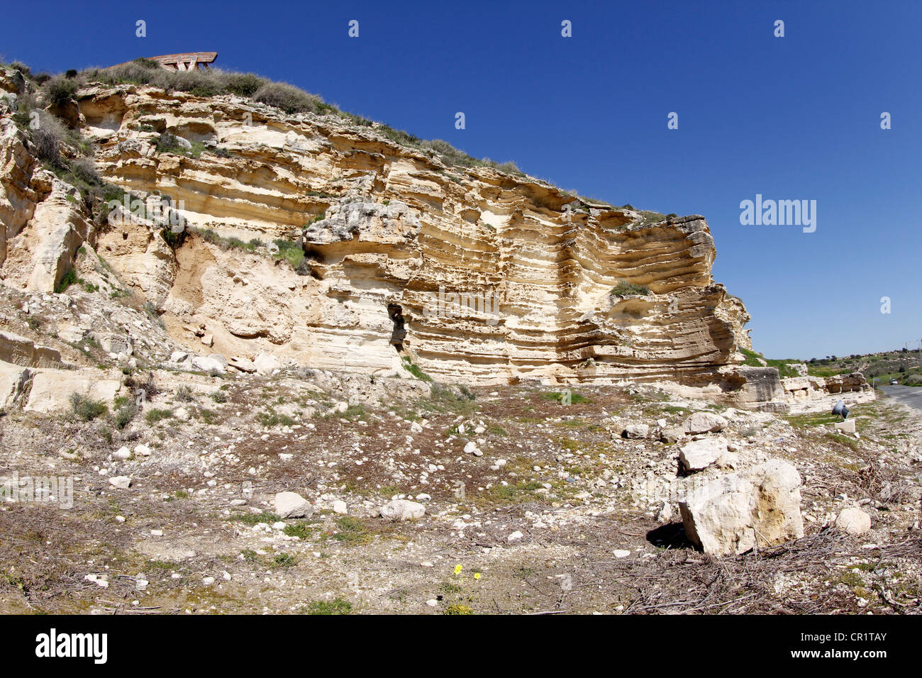 Sandstone cliffs below the Theater of Kourion, Southern Cyprus, Cyprus ...