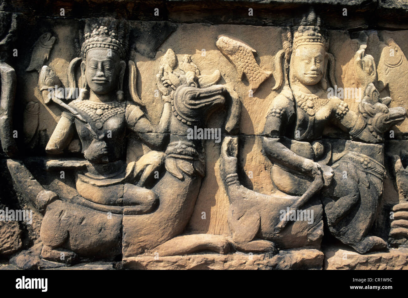 Cambodia, Siem Reap Province, Angkor site UNESCO World Heritage, bas ...