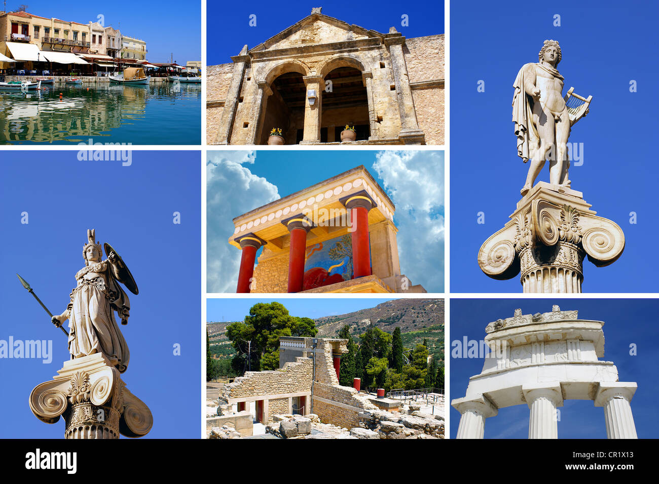 Set of Creek historical cities (Athens and Crete island Stock Photo - Alamy