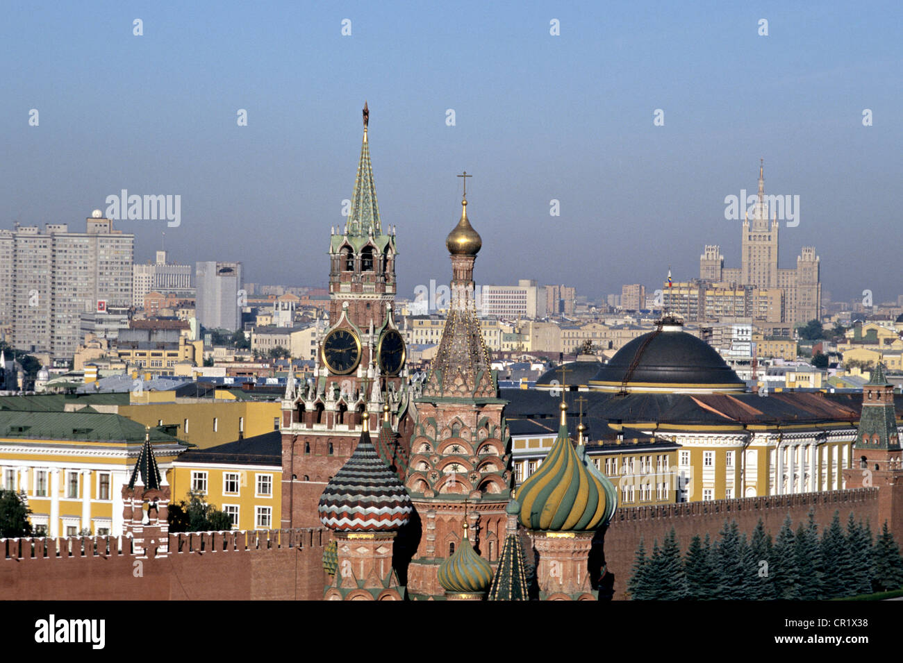 Russia, Moscow, panorama over the city, the Kremlin and St Basil's ...