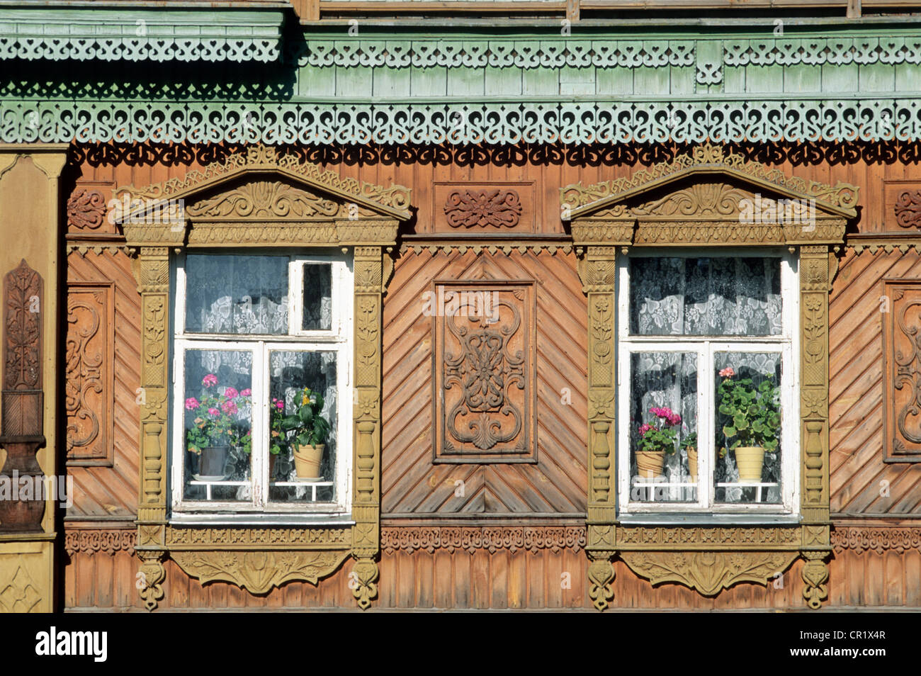 Russia, Golden Ring, Suzdal, UNESCO World Heritage, facade of an Isba ...