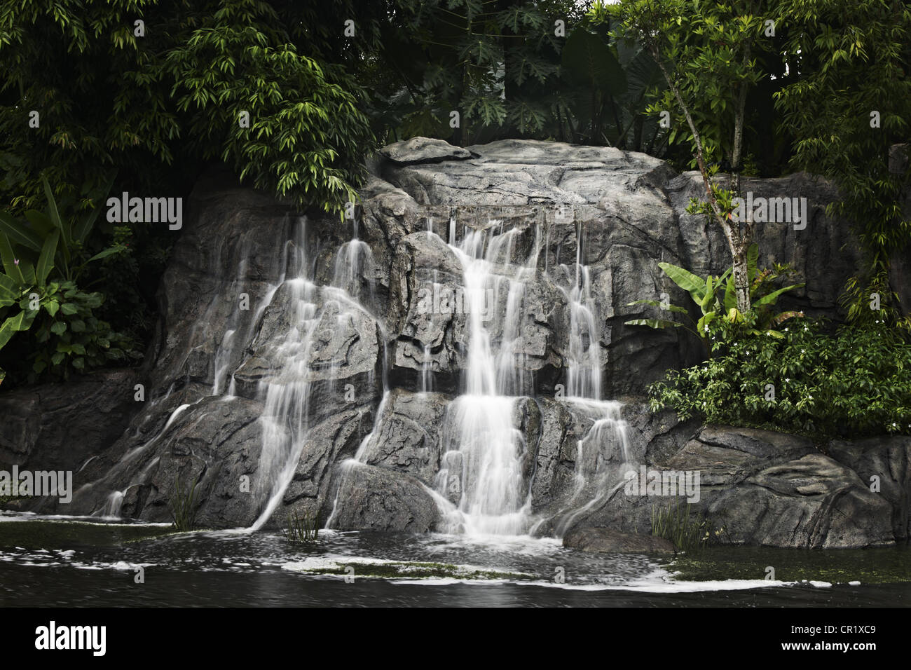 Rocky waterfall in forest lake Stock Photo - Alamy