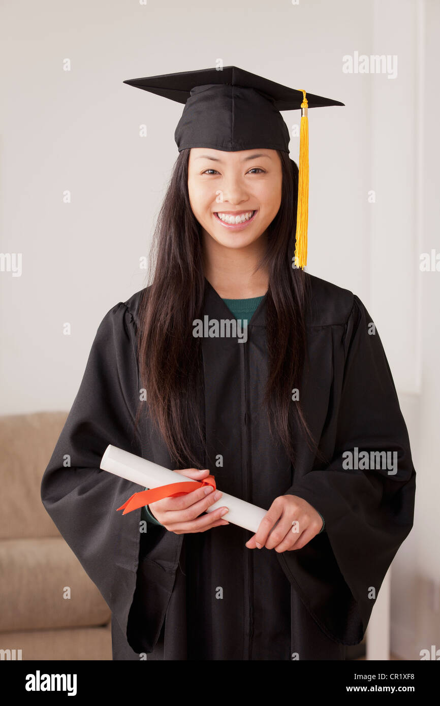USA, California, Los Angeles, Portrait of graduated young woman Stock ...