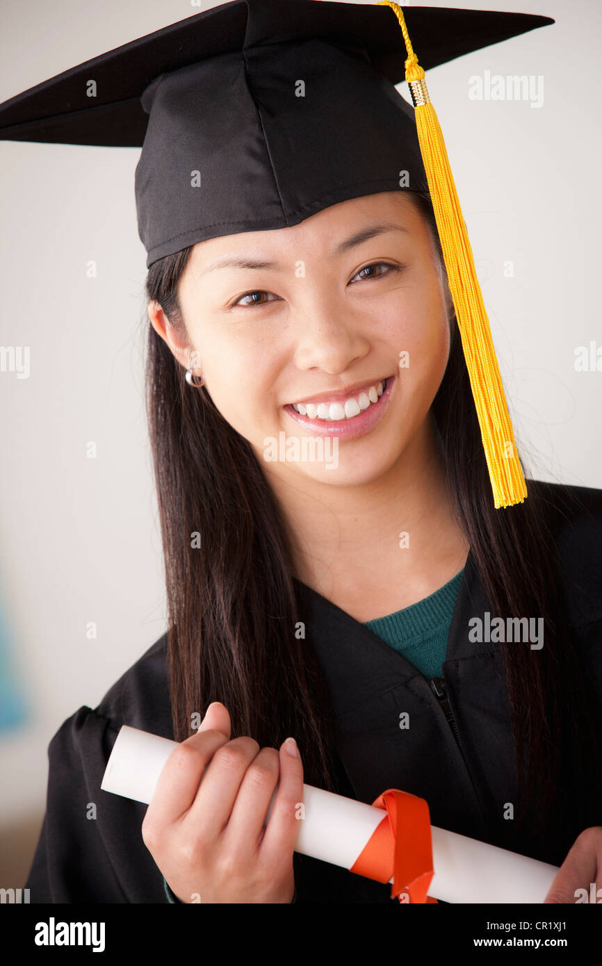 USA, California, Los Angeles, Portrait of graduated young woman Stock ...