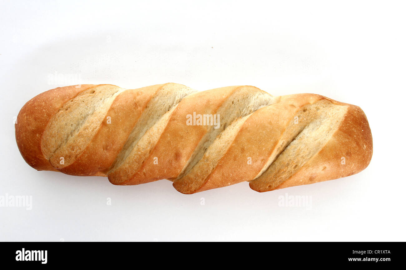 French bread loaf on a white background Stock Photo - Alamy