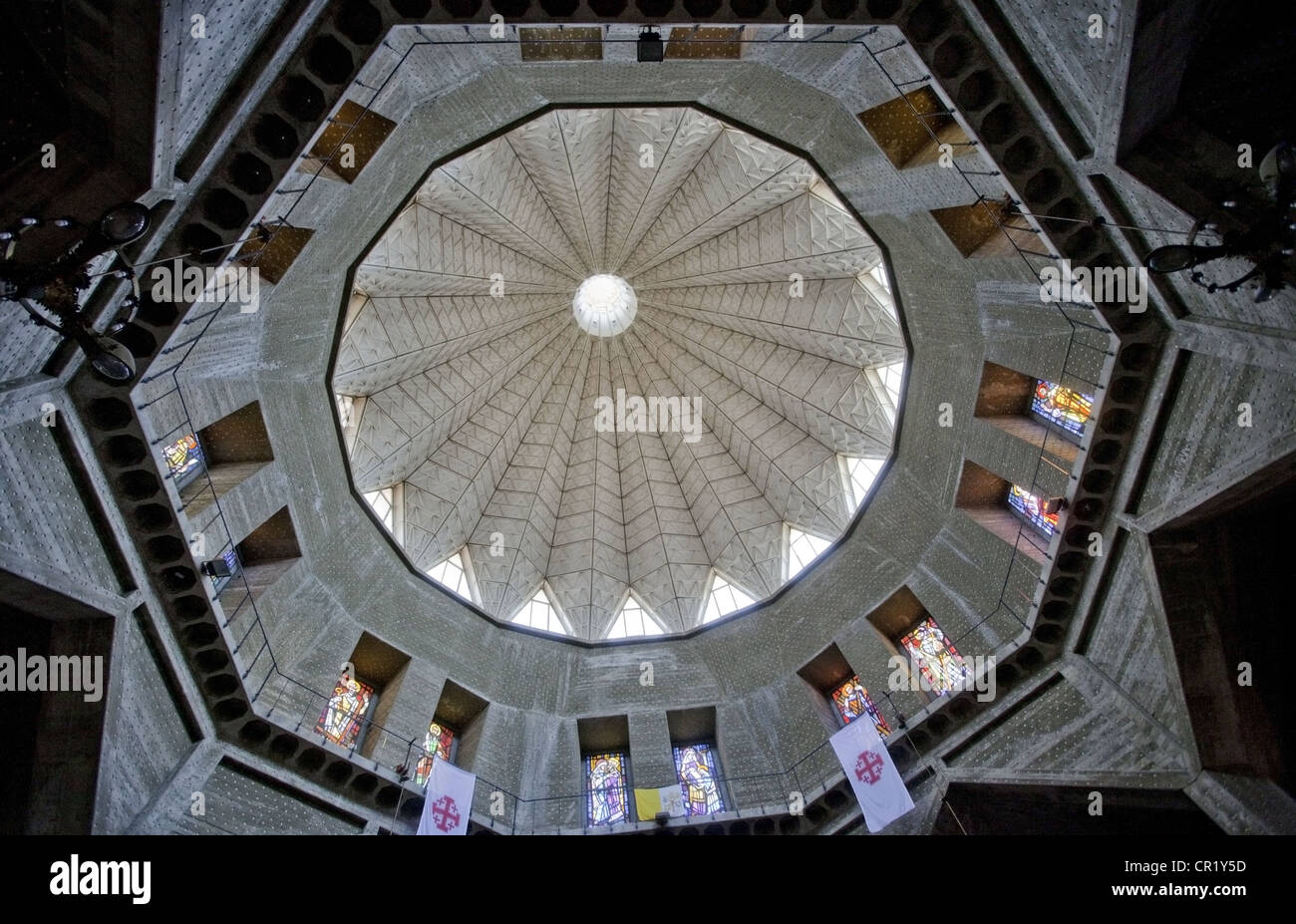 Interior of the dome of the Church of the Annunciation in Nazareth ...