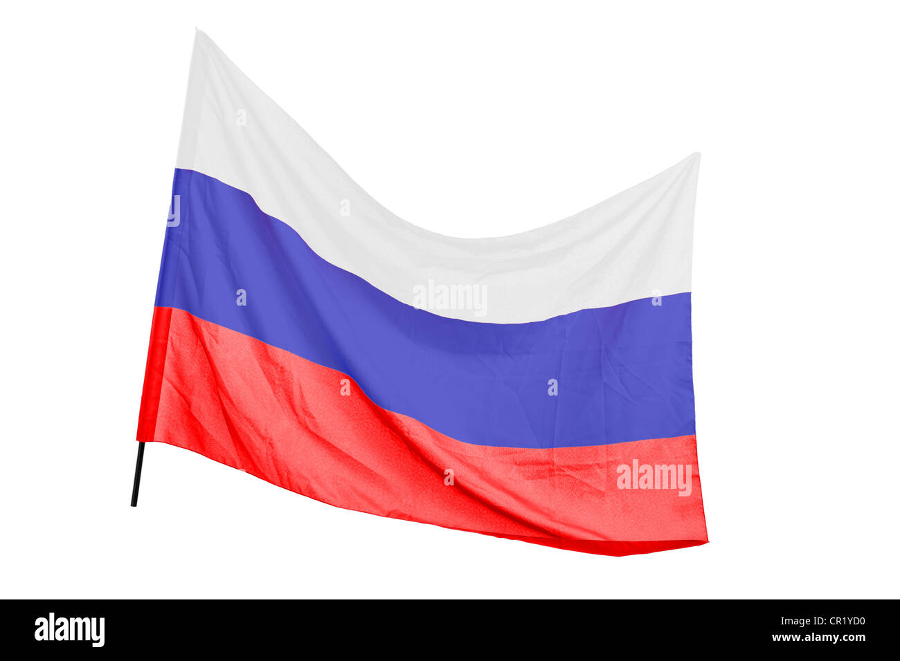 A studio shot of a russian flag waving isolated on white background ...