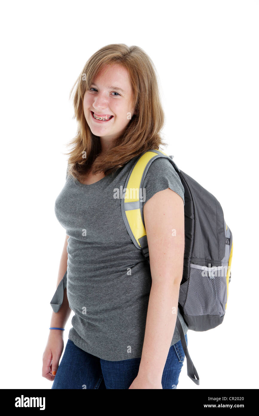 Picture of a student going to school set on white background Stock ...