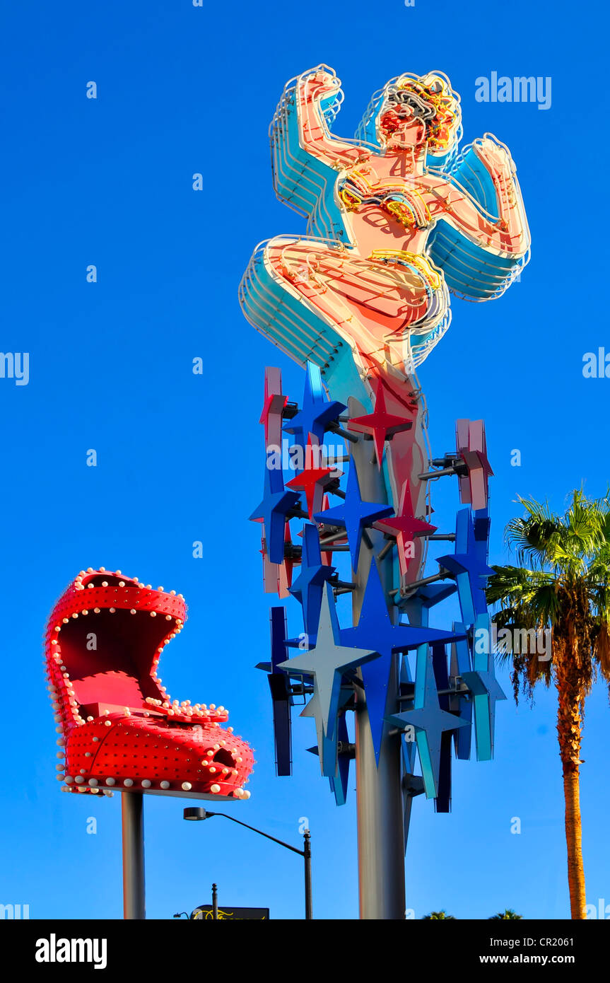 Neon Red Shoe Fremont District Las Vegas Nevada vintage retro Stock ...