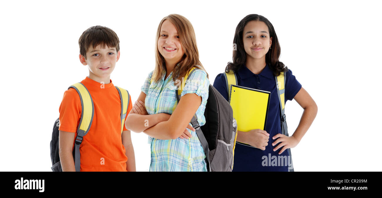 Picture of a children going to school set on white background Stock ...
