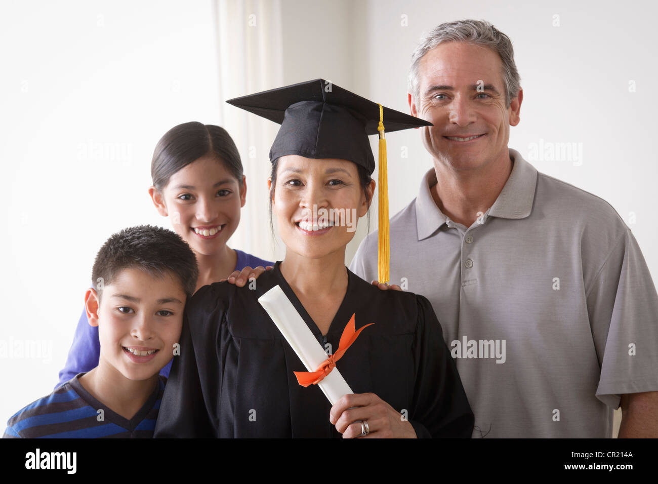 USA, California, Los Angeles, Family celebrating mother's graduation ...