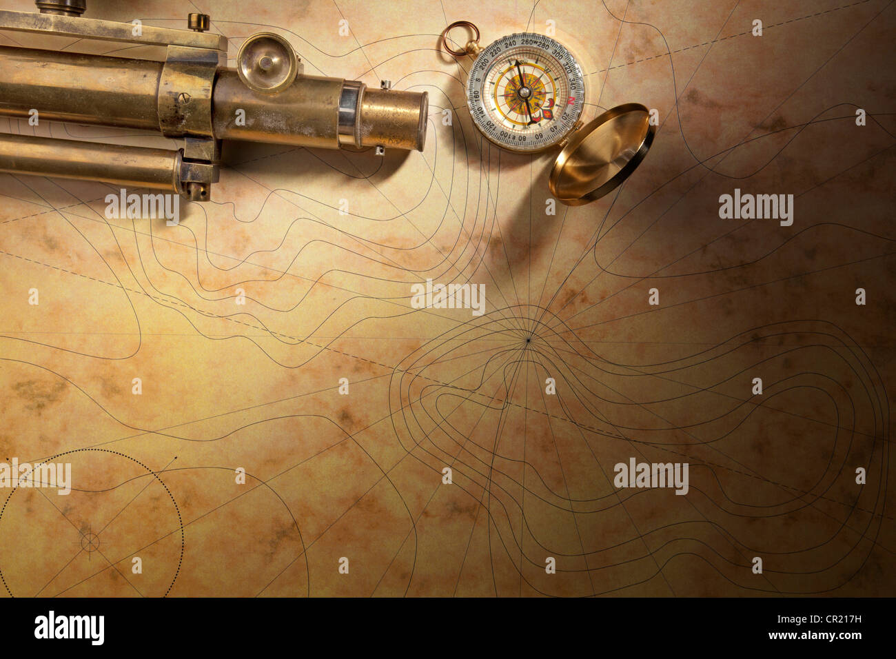 Antique compass and map hi-res stock photography and images - Alamy