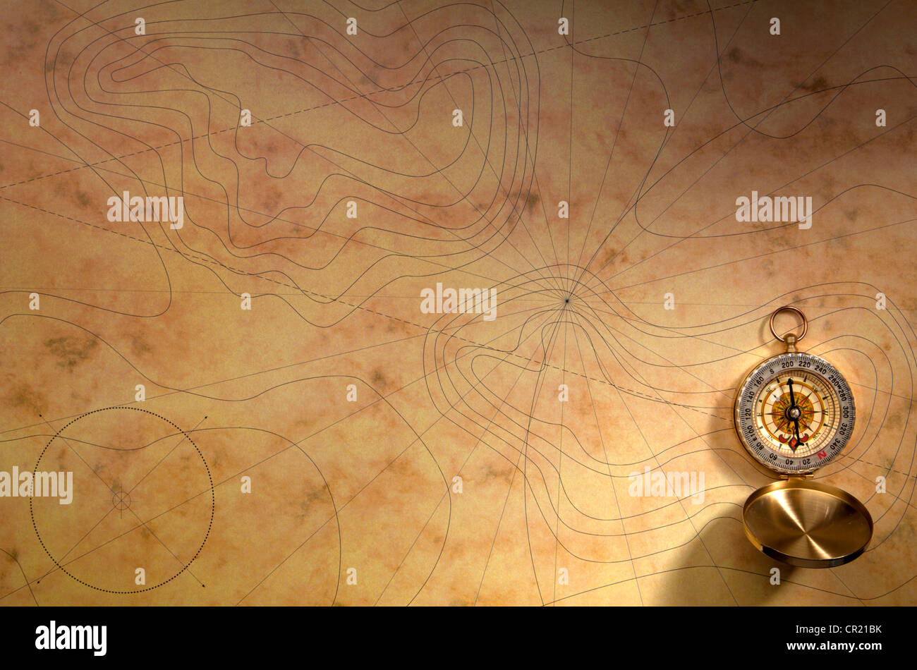 Close up view of the Compass on the old paper background Stock Photo ...