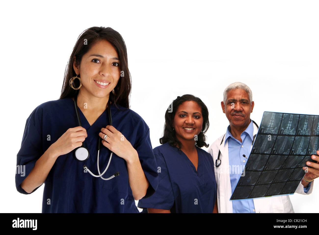Minority doctor and nurses set on white background Stock Photo - Alamy