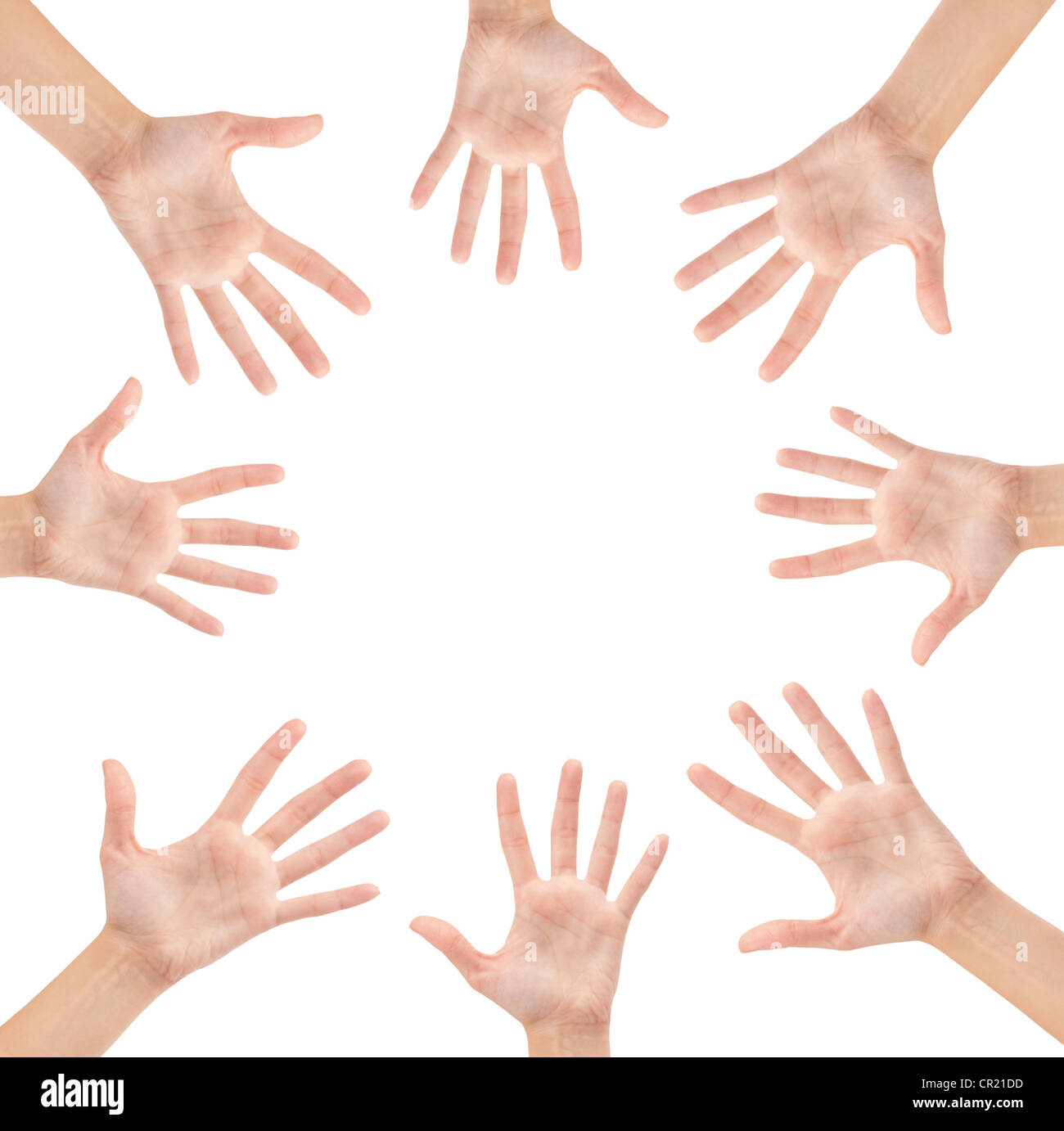 Circle made of hands isolated on white background Stock Photo - Alamy