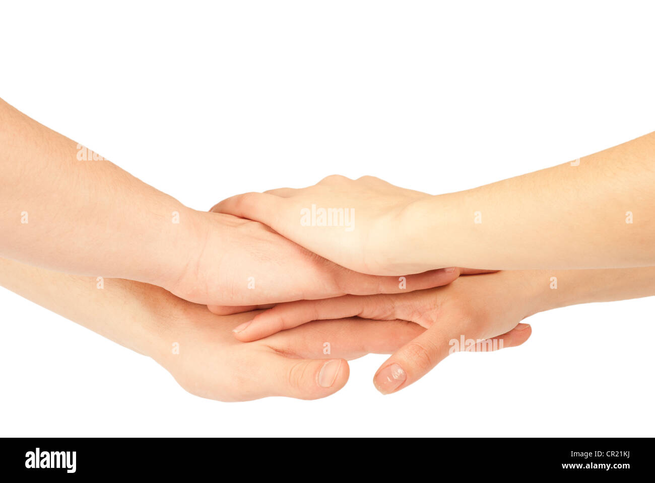 Hands on top of each other. Symbolic picture Stock Photo - Alamy