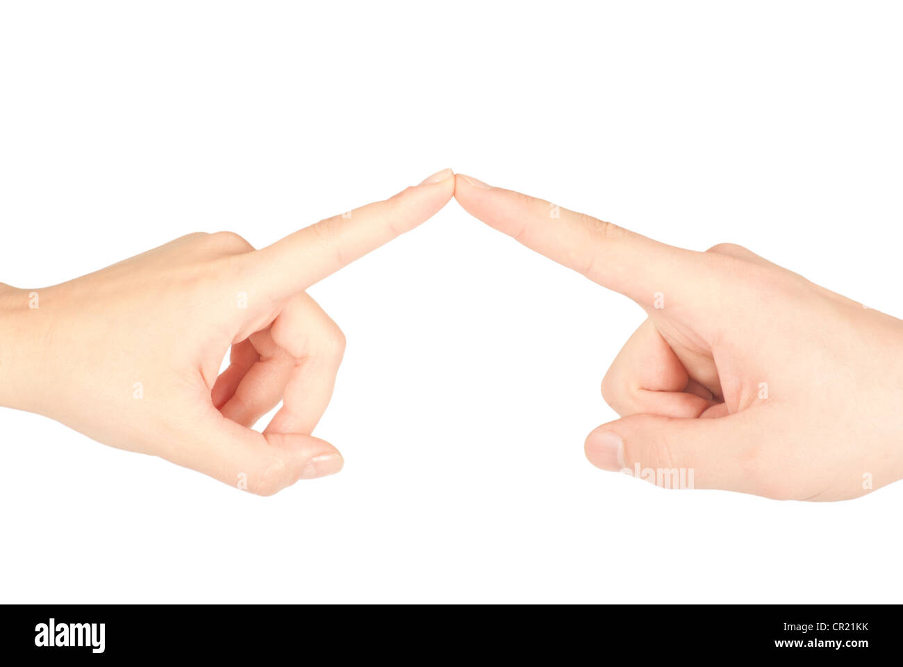 People touching by fingers, isolated on white Stock Photo - Alamy