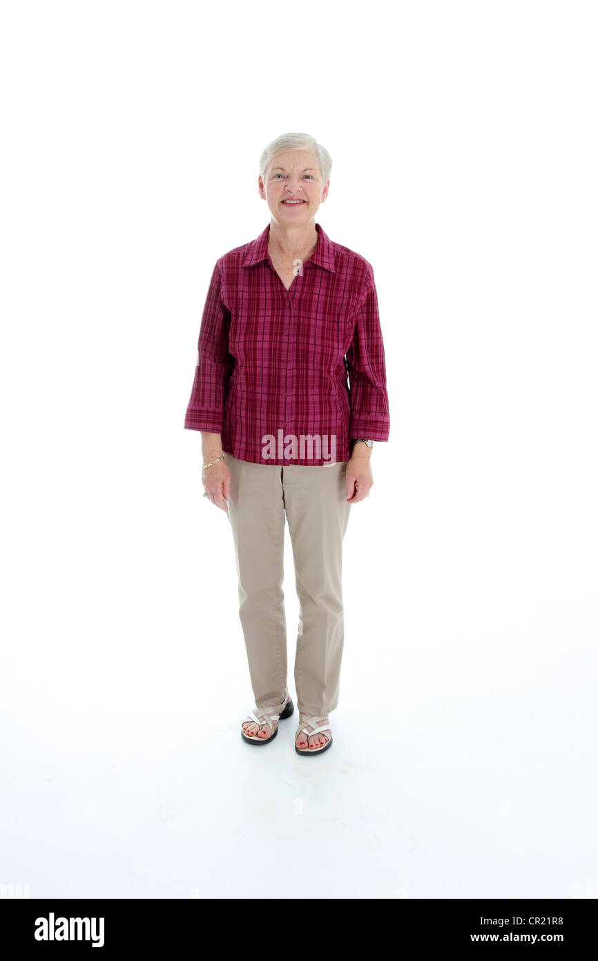 Senior Citizen Standing Alone on White Background Stock Photo - Alamy