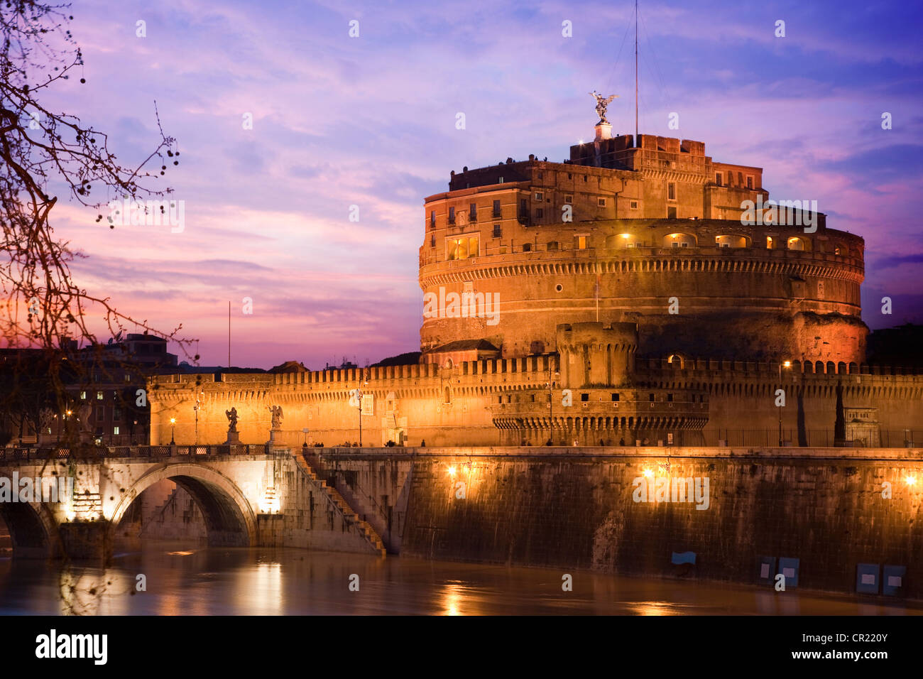 Castel SantíAngelo lit up at night Stock Photo - Alamy