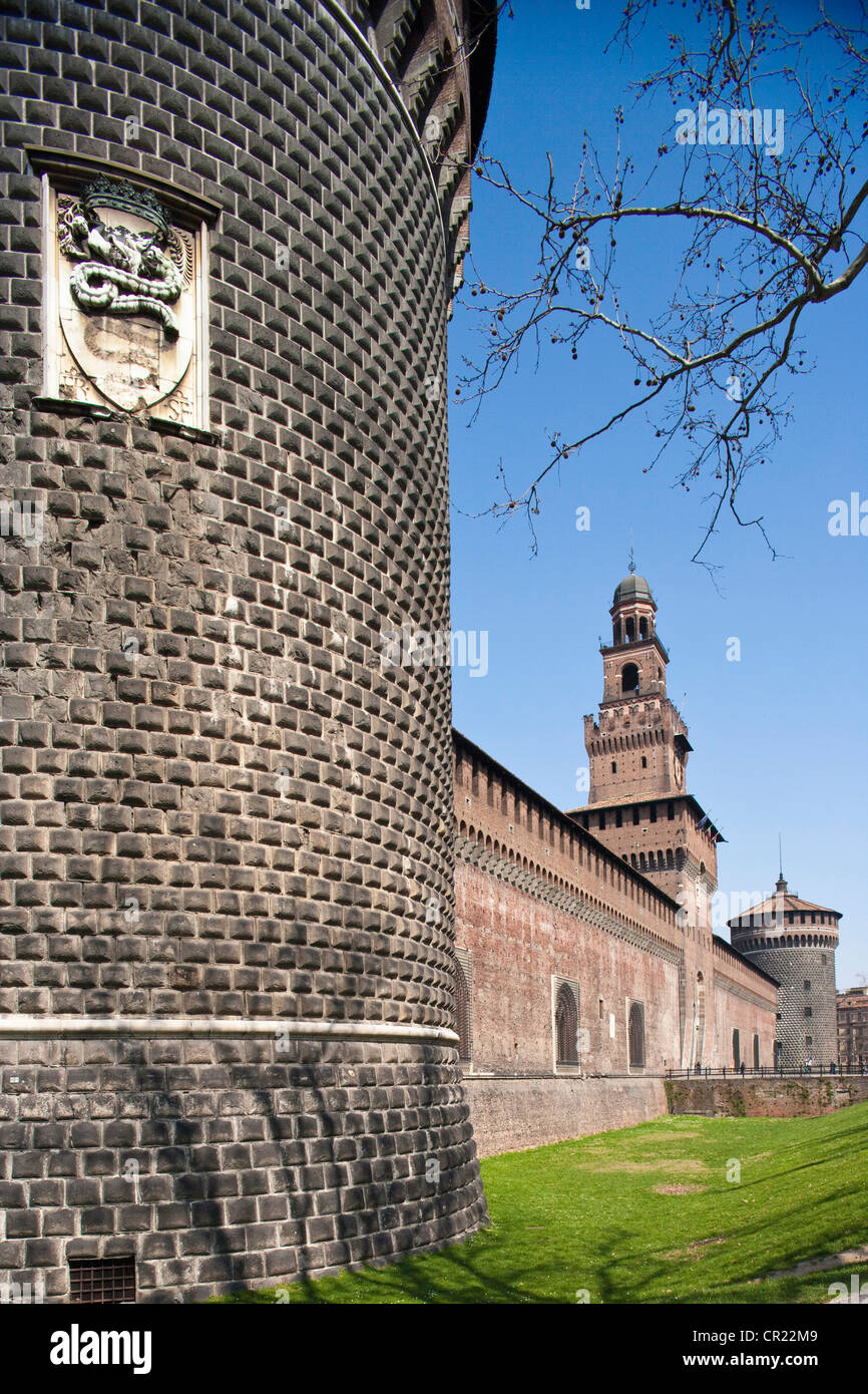 Curved wall of stone castle Stock Photo - Alamy