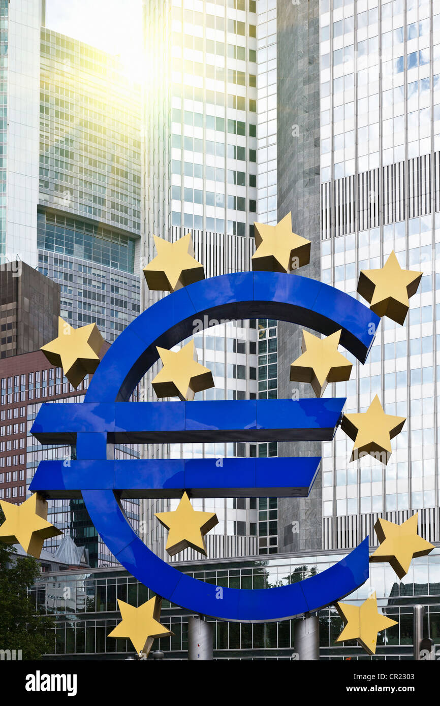 Sculpture of Euro symbol in city center Stock Photo - Alamy