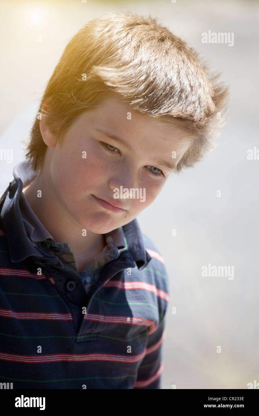 Close up of boys serious face Stock Photo - Alamy
