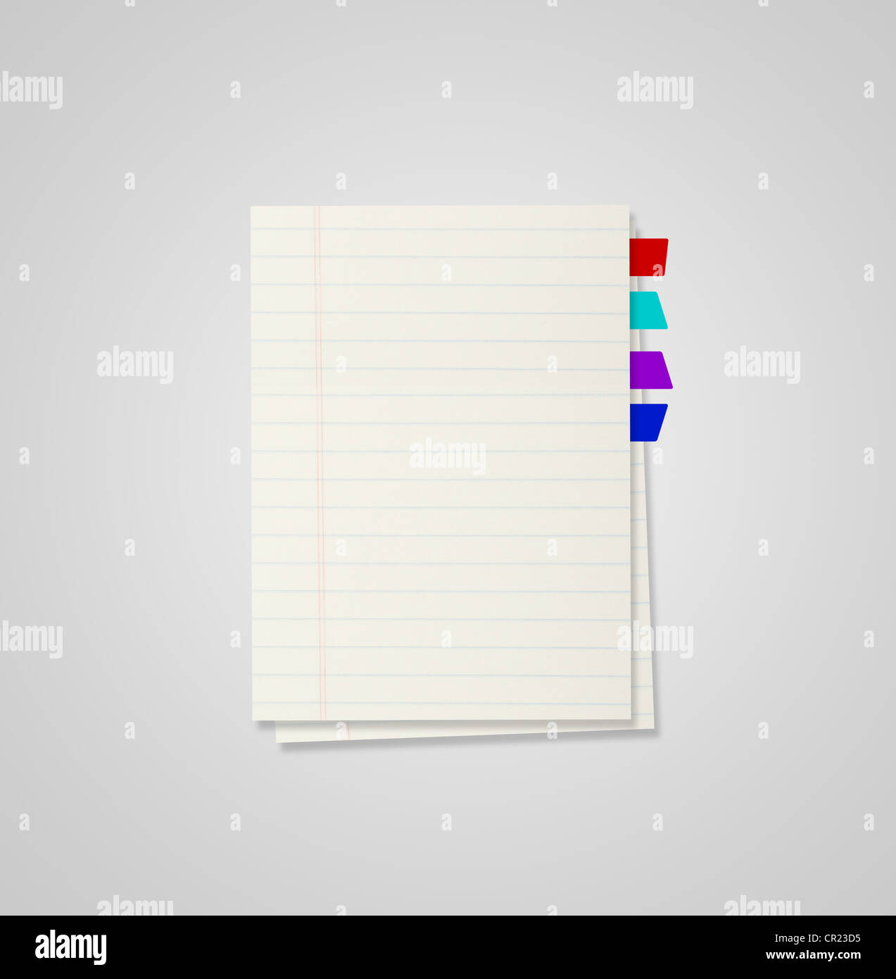 Some sheets from notebook with bookmarks Stock Photo - Alamy