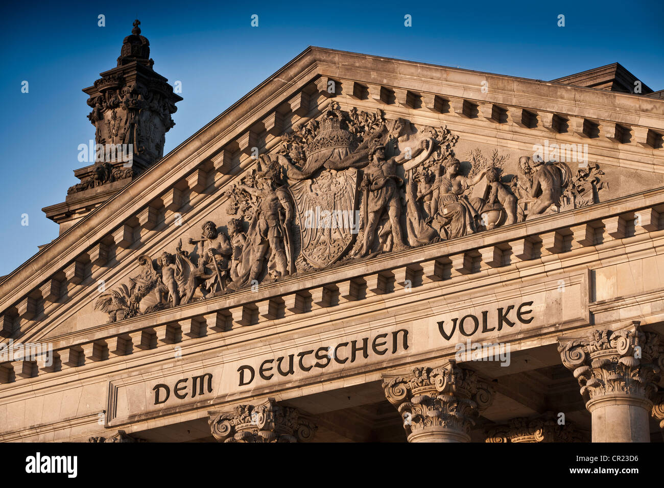 Relief carvings on columned building Stock Photo - Alamy