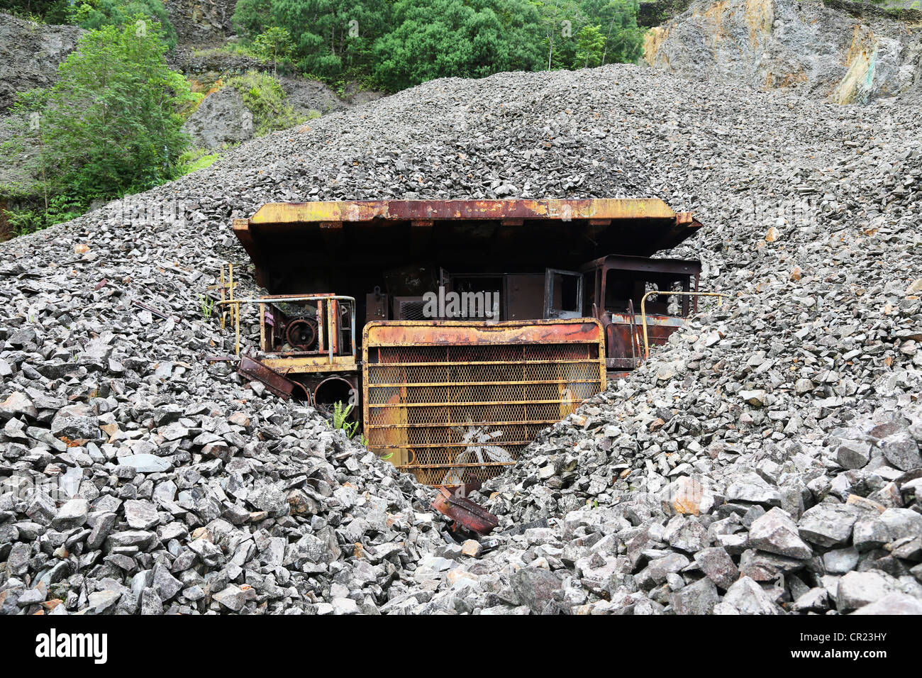 Truck in Panguna Copper mine, closed in 1989 as a result of sabotage by ...