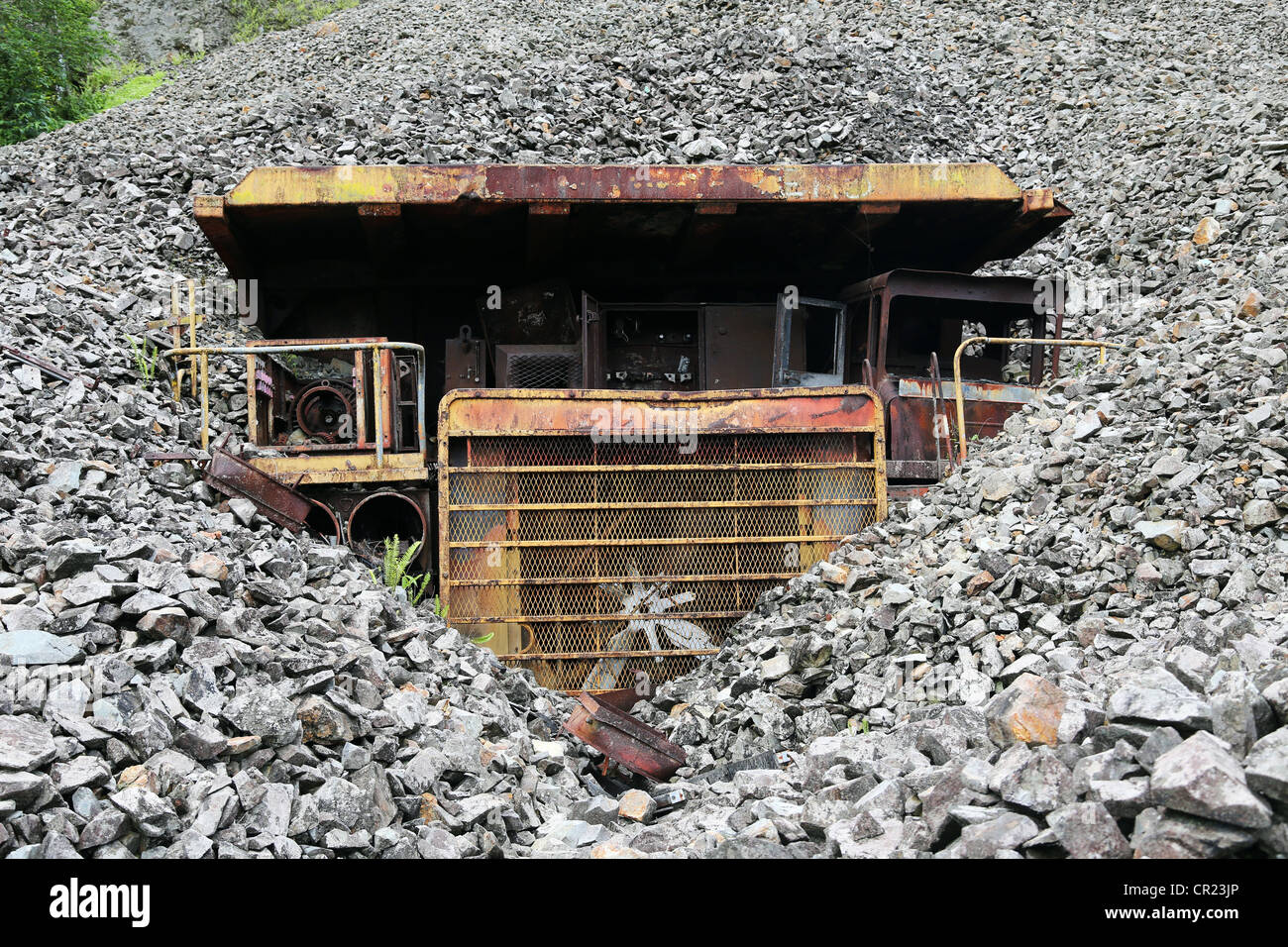 Truck in Panguna Copper mine, closed in 1989 as a result of sabotage by ...