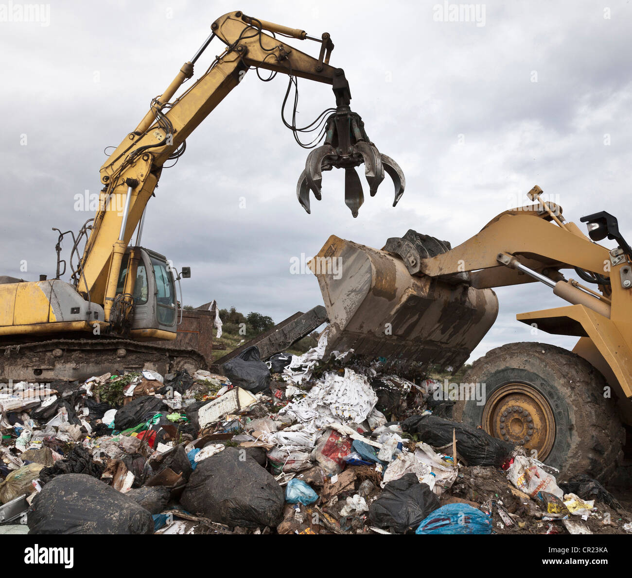 Machinery at garbage collection center Stock Photo - Alamy